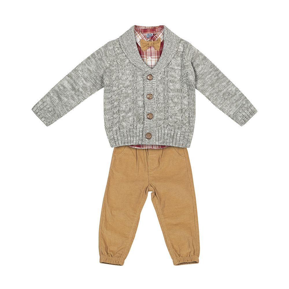 Toddler Boy Little Lad 4-pc. Gray Cardigan, Shirt, Pants & Bowtie Set