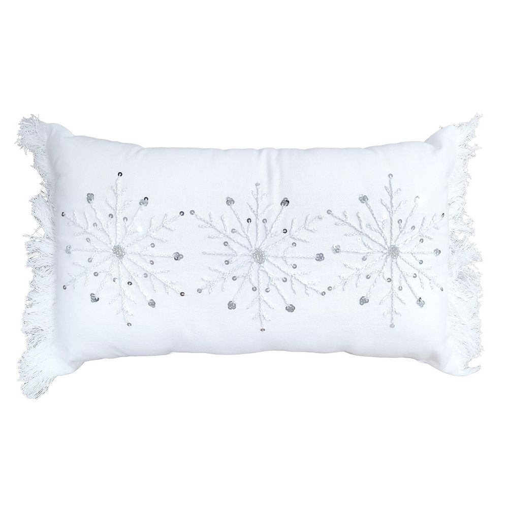 St. Nicholas Square® Ivory Beaded Snowflake Throw Pillow