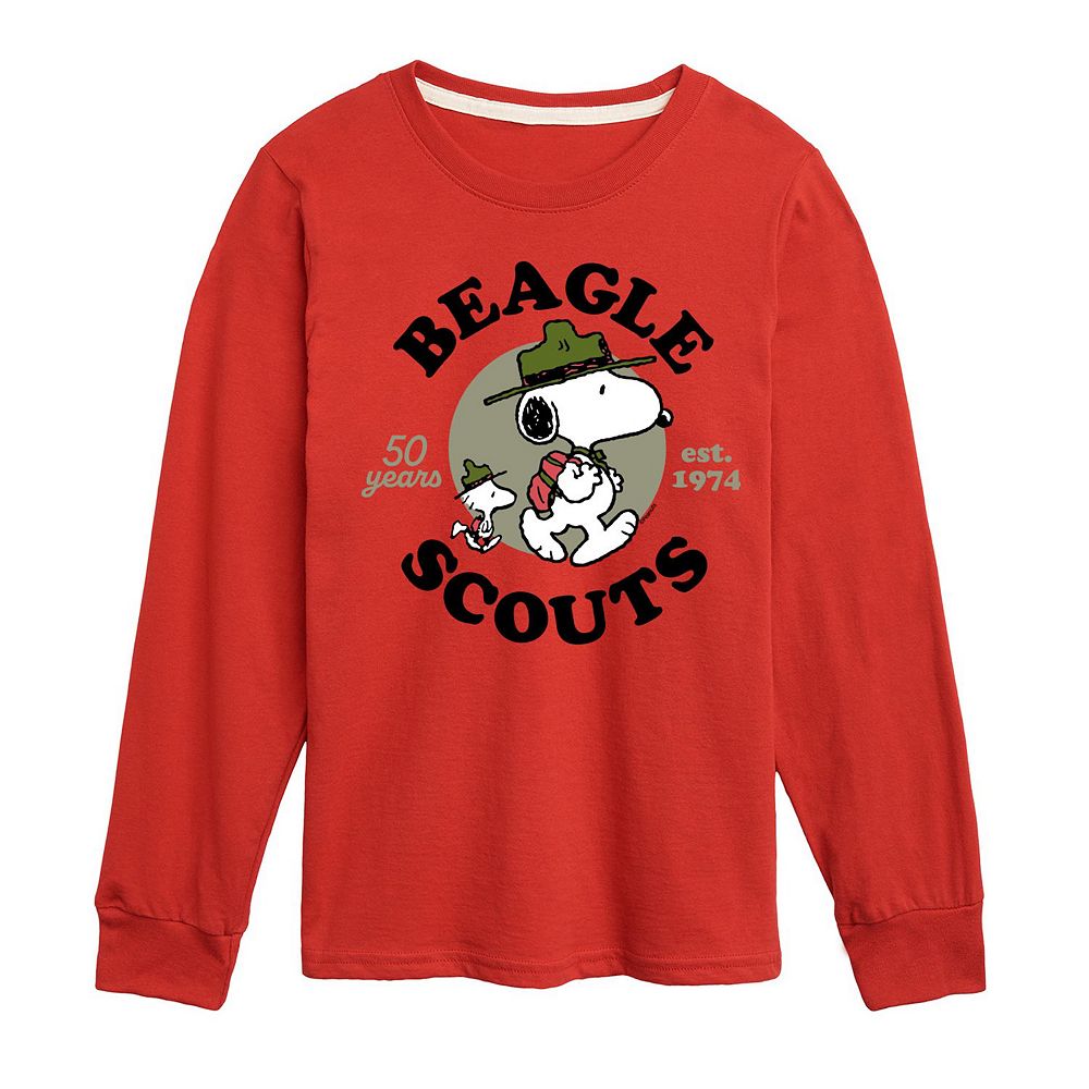 Boys 8-20 Peanuts Snoopy Woodstock Beagle Scout Long Sleeve Graphic Tee