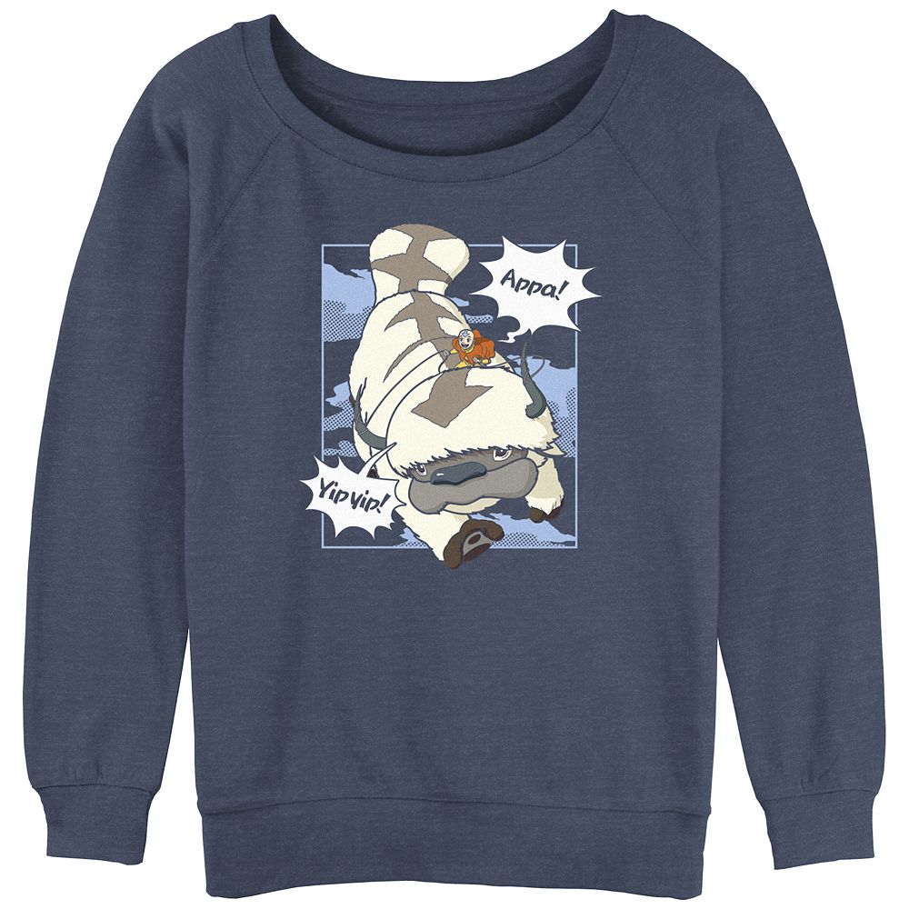 Juniors' Avatar The Last Airbender Appa Ride Slouchy Terry Graphic Pullover