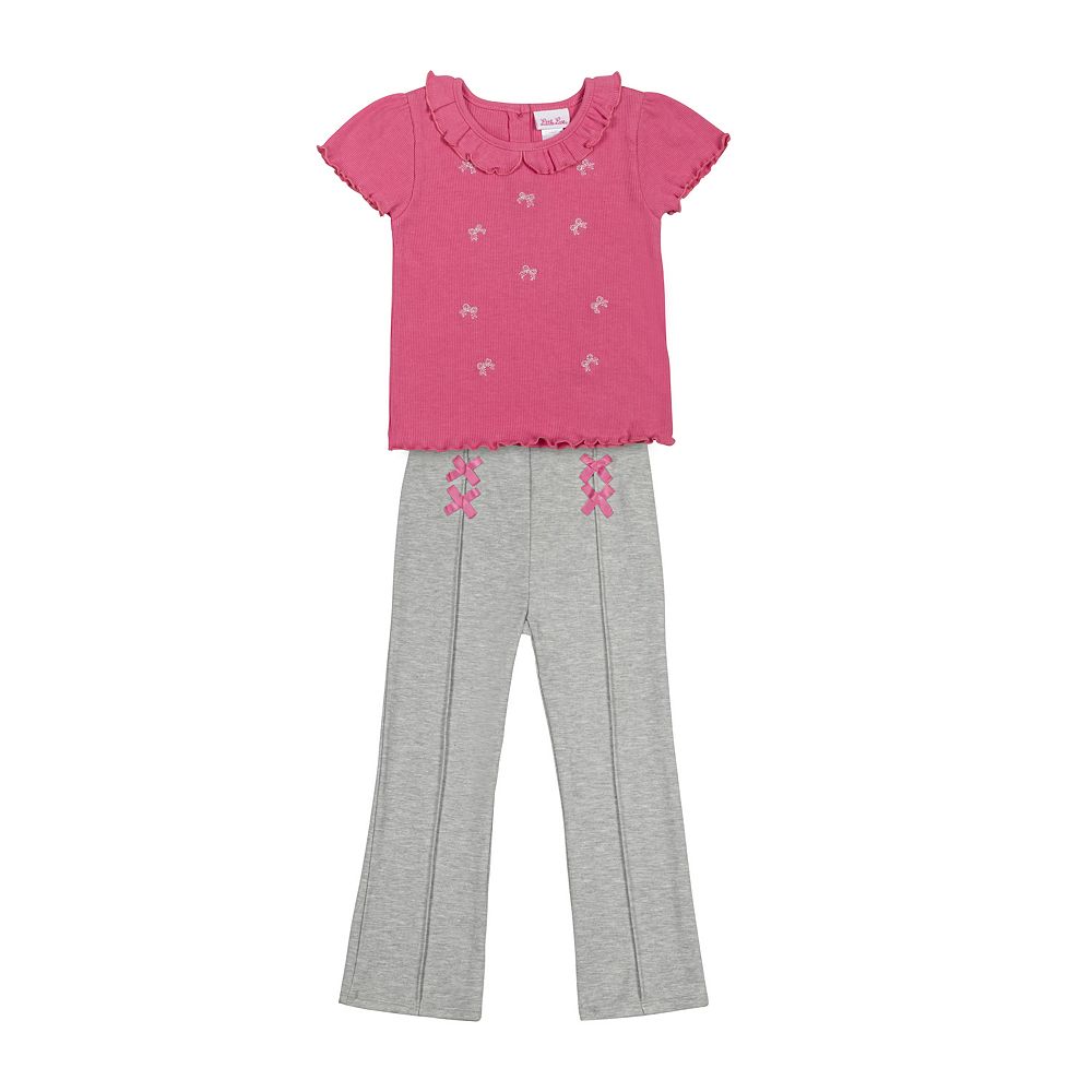 Girls 4-6x Little Lass Bow Peter Pan Collar Top & Pants Set