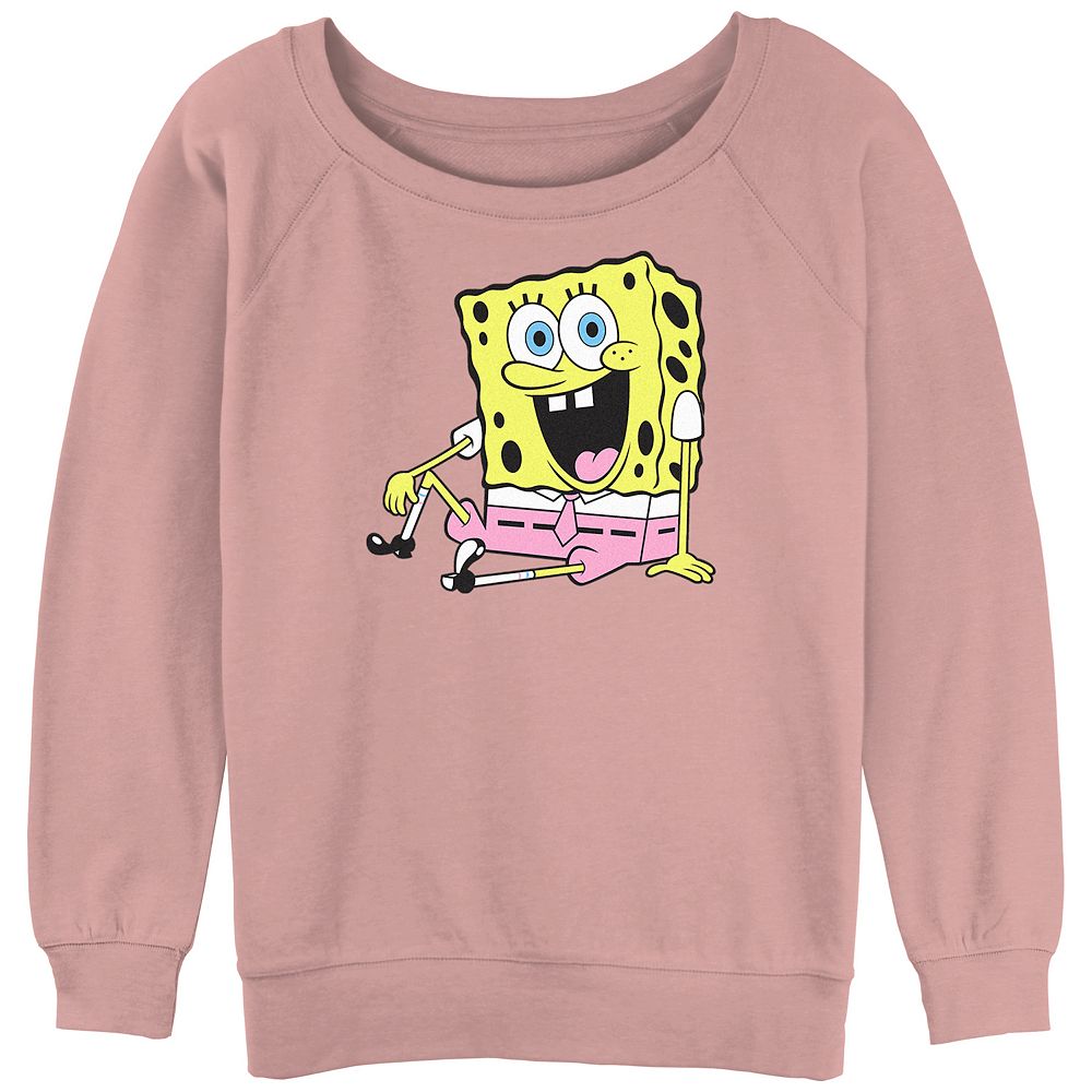 Juniors' SpongeBob SquarePants Model Pose Slouchy Terry Graphic Pullover