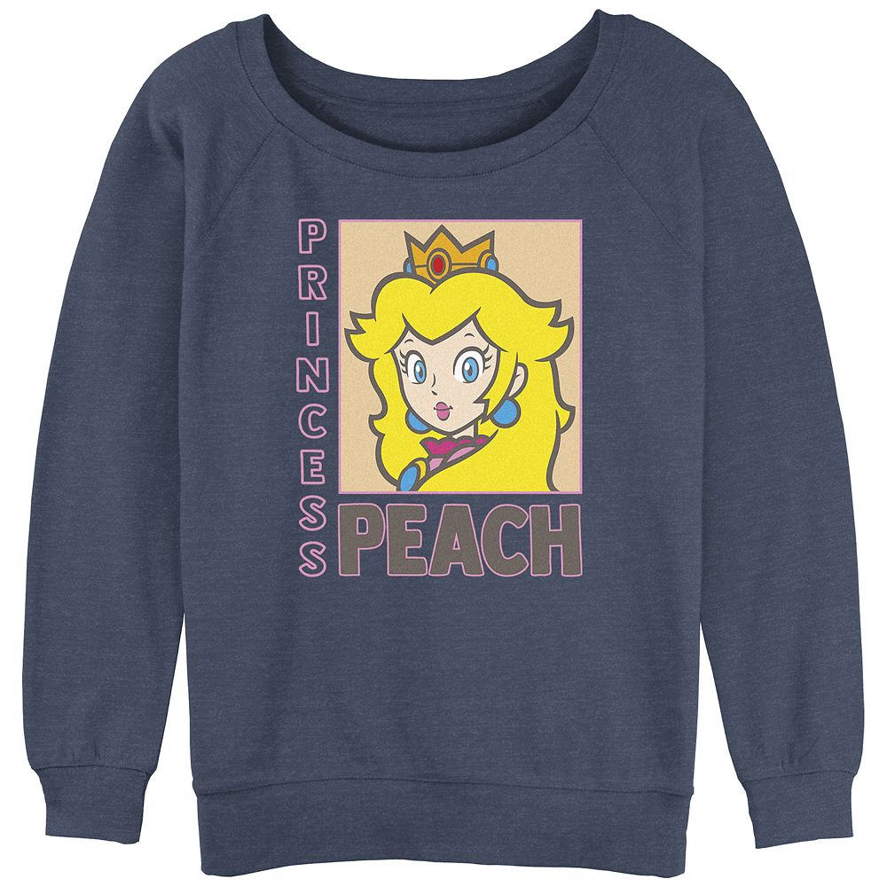 Juniors' Super Mario Bros Princess Peach Frame Portrait Slouchy Terry ...
