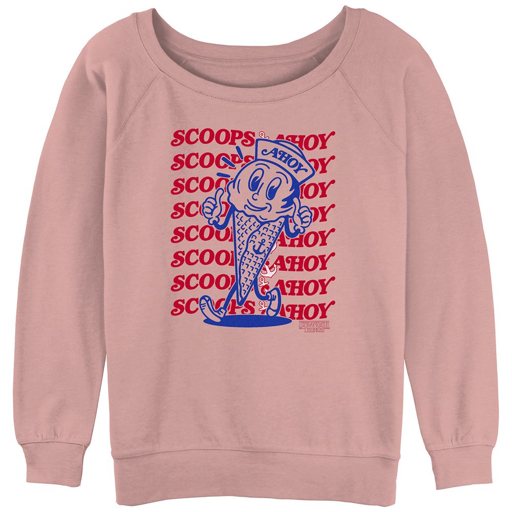 Juniors' Stranger Things Scoops Ahoy Slouchy Terry Graphic Pullover