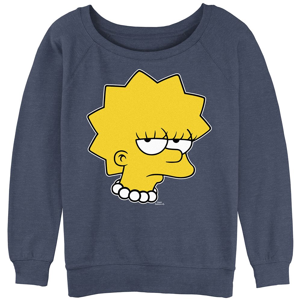 Juniors' The Simpsons Lisa Bored Slouchy Terry Graphic Pullover