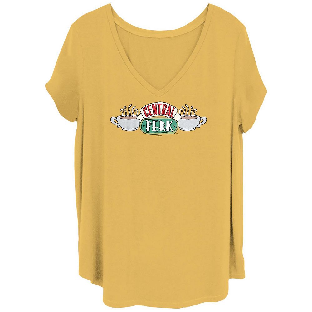Juniors' Plus Size Friends Central Perk Café Logo V-Neck Graphic Tee