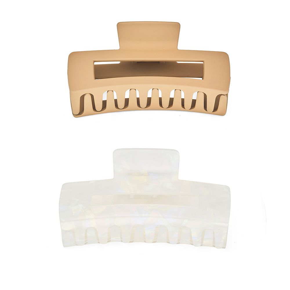 Neutral Rectangular Claw Hair Clips 2-pack Set