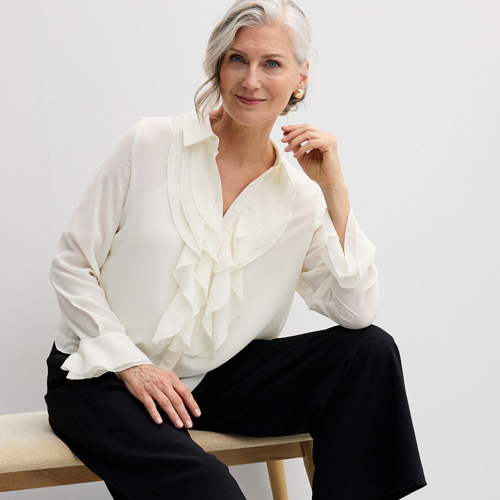 Women's Jaclyn Smith Ruffle Front Blouse with Cami