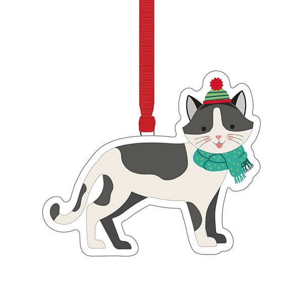 Black & White Cat Ceramic Christmas Ornament