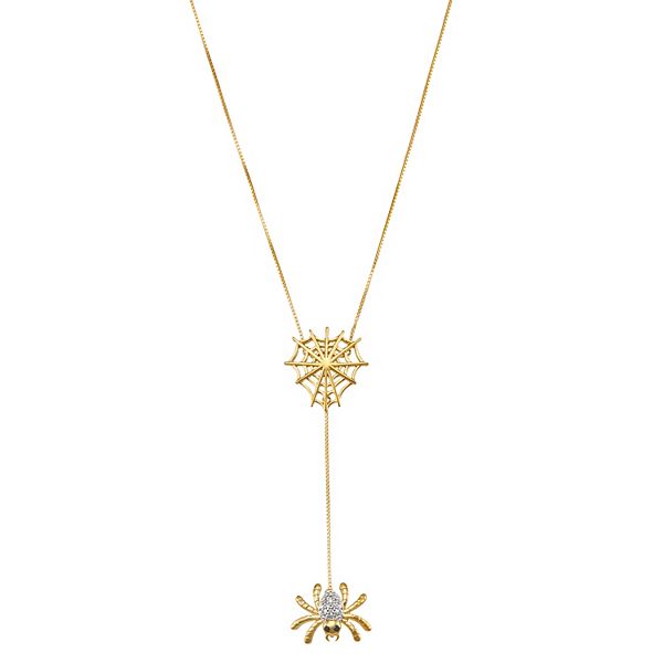 HDI Gold Over Silver 1/15 Carat T.W. Diamond Spider Pendant Necklace