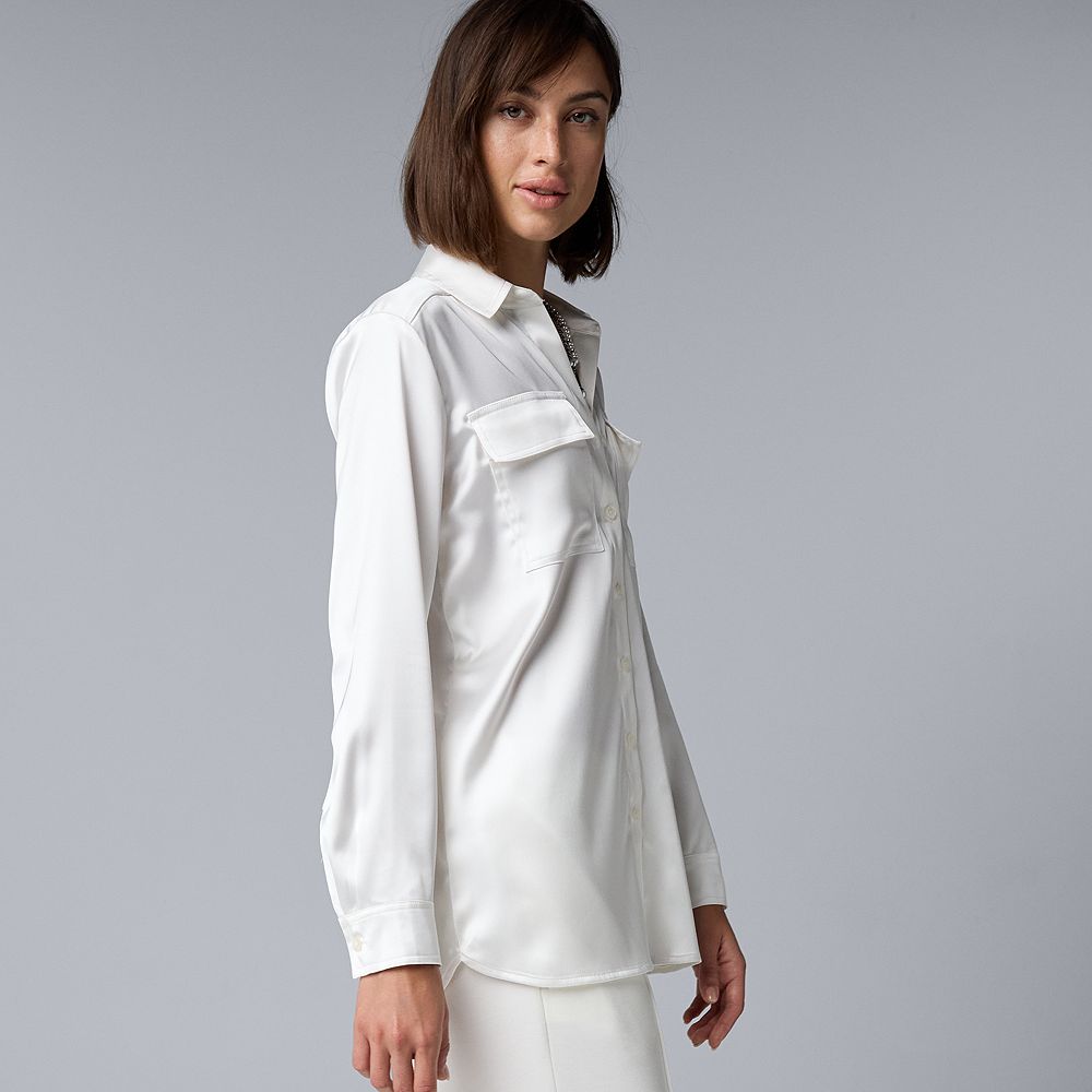Women's Simply Vera Vera Wang Satin Utility Shirt