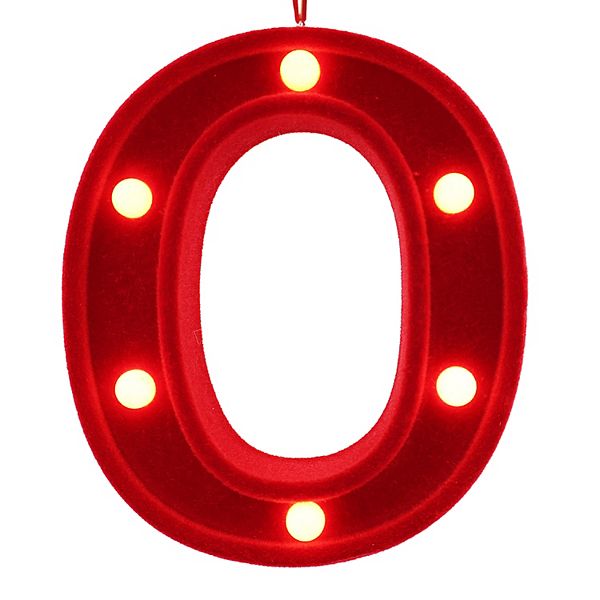 LED Lit Monogram Red Velvet Christmas Ornament