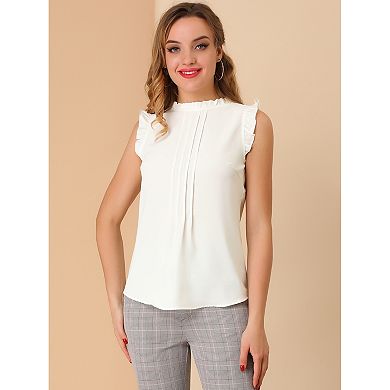 Women's 2 Packs Ruffled Crew Neck Office Vintage Sleeveless Work ...