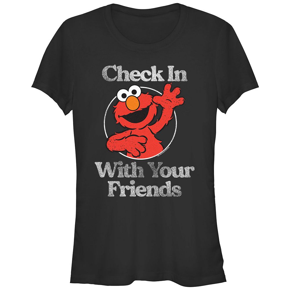 Juniors' Sesame Street Elmo Stamp Check In On Your Friends Graphic Tee