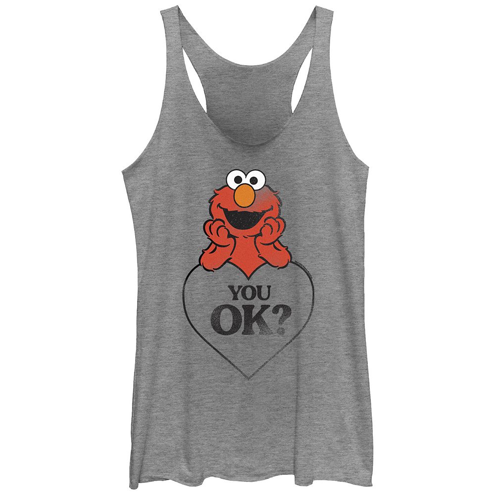 Juniors' Sesame Street Elmo You Ok? Graphic Racerback Tank