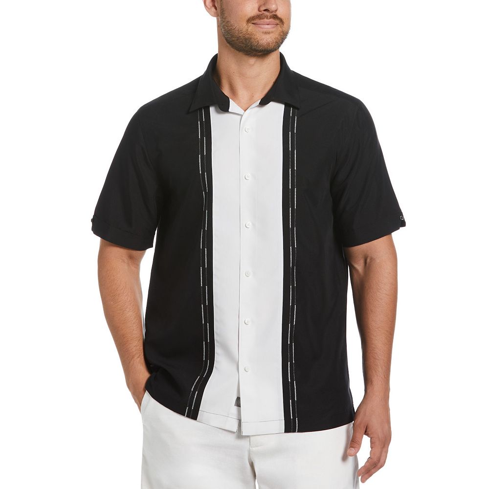 Men's Cubavera Colorblock Embroidery Short Sleeve Button-Down Shirt