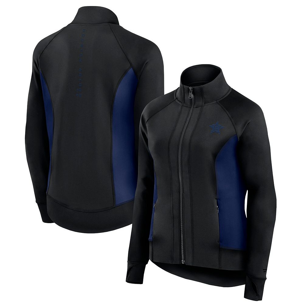 Women's Fanatics Black Houston Astros Studio Fitted Full-Zip Gym Track ...