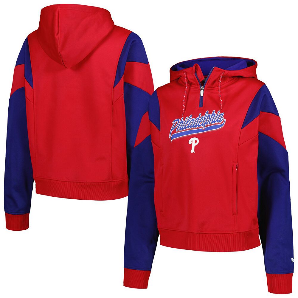 Women's New Era Red Philadelphia Phillies Color Block Fleece Quarter ...