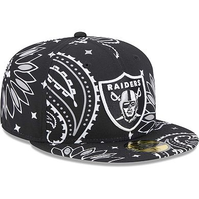 Men's New Era Black Las Vegas Raiders Paisley 59FIFTY Fitted Hat