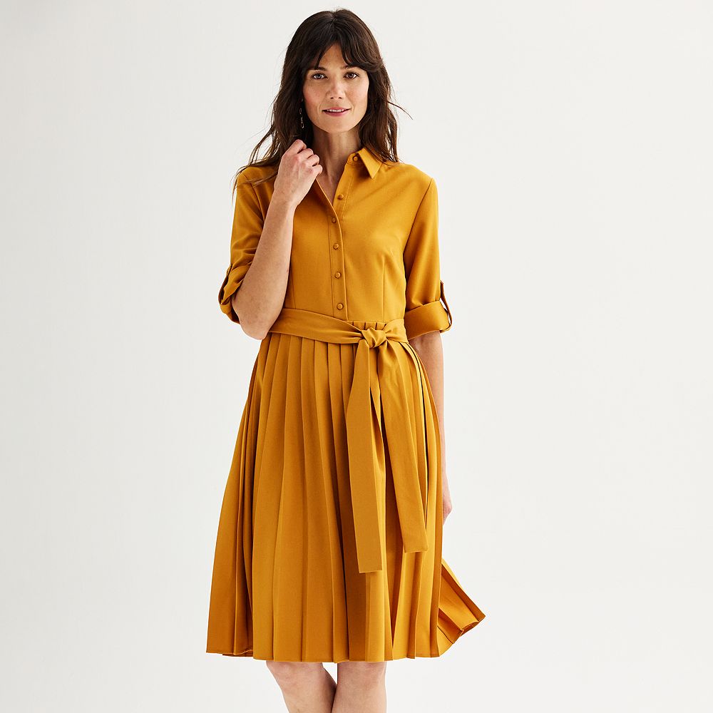 Women's Nanette Lepore Rolled Sleeve Pleated Shirtdress