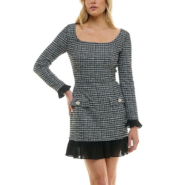 Women's Taylor Boucle Ruffle Bottom Sheath Dress