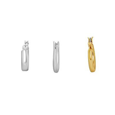 Two Tone Trio Baby Hoop Earrings Set