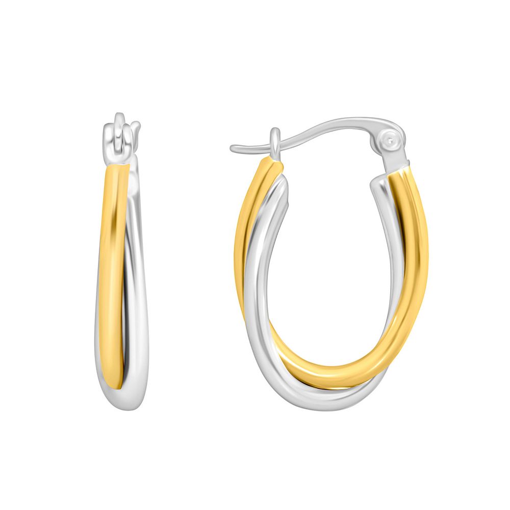 Two Tone Twisted Hoop Earrings Two Tone Twisted Hoop Earrings