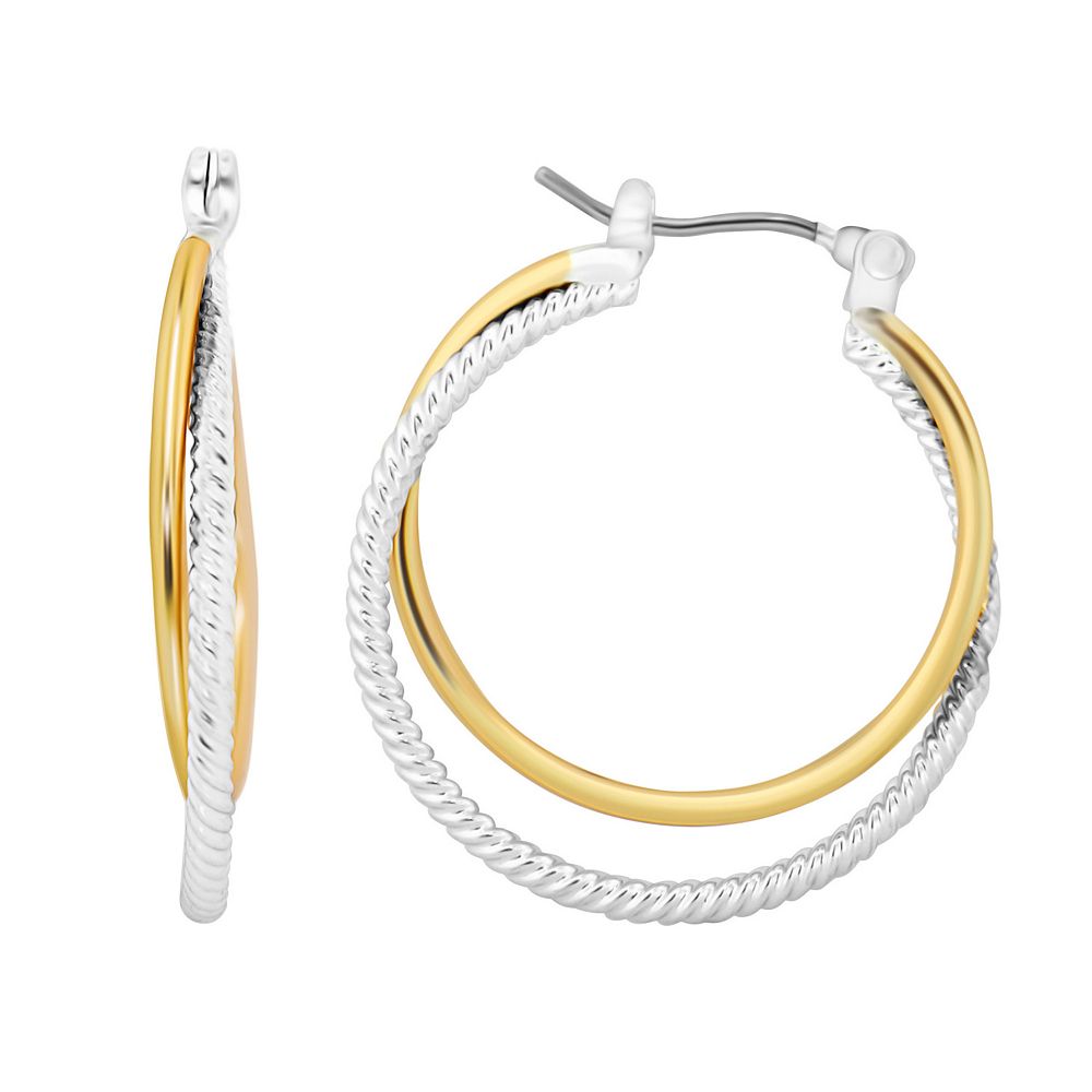 Two Tone Twisted Hoop Earrings Two Tone Twisted Hoop Earrings