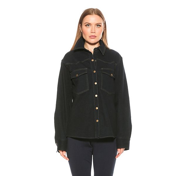 Women's ALEXIA ADMOR Della Classic Western Button Down Oversized Denim Top