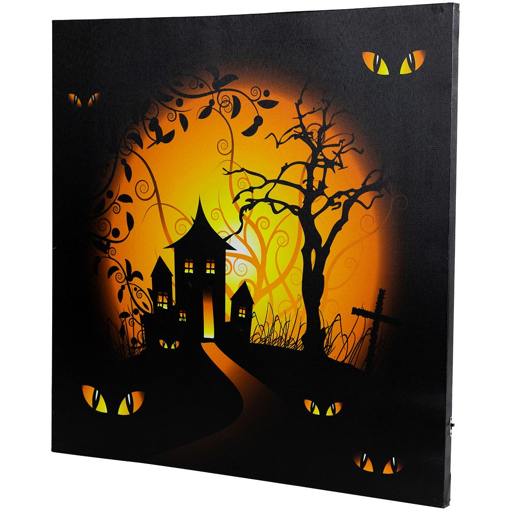 Northlight LED Lighted Spooky House Halloween Canvas Wall Art