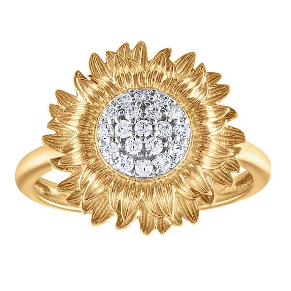 10k Gold 1/5 Carat T.W. Diamond Sunflower Ring