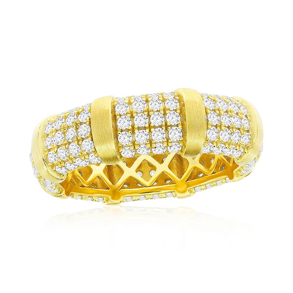 Argento Bella Gold Tone Sterling Silver Cubic Zirconia Pave Matte Eternity Ring