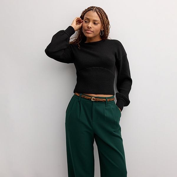 Juniors' SO® Ribbed Corset Sweater