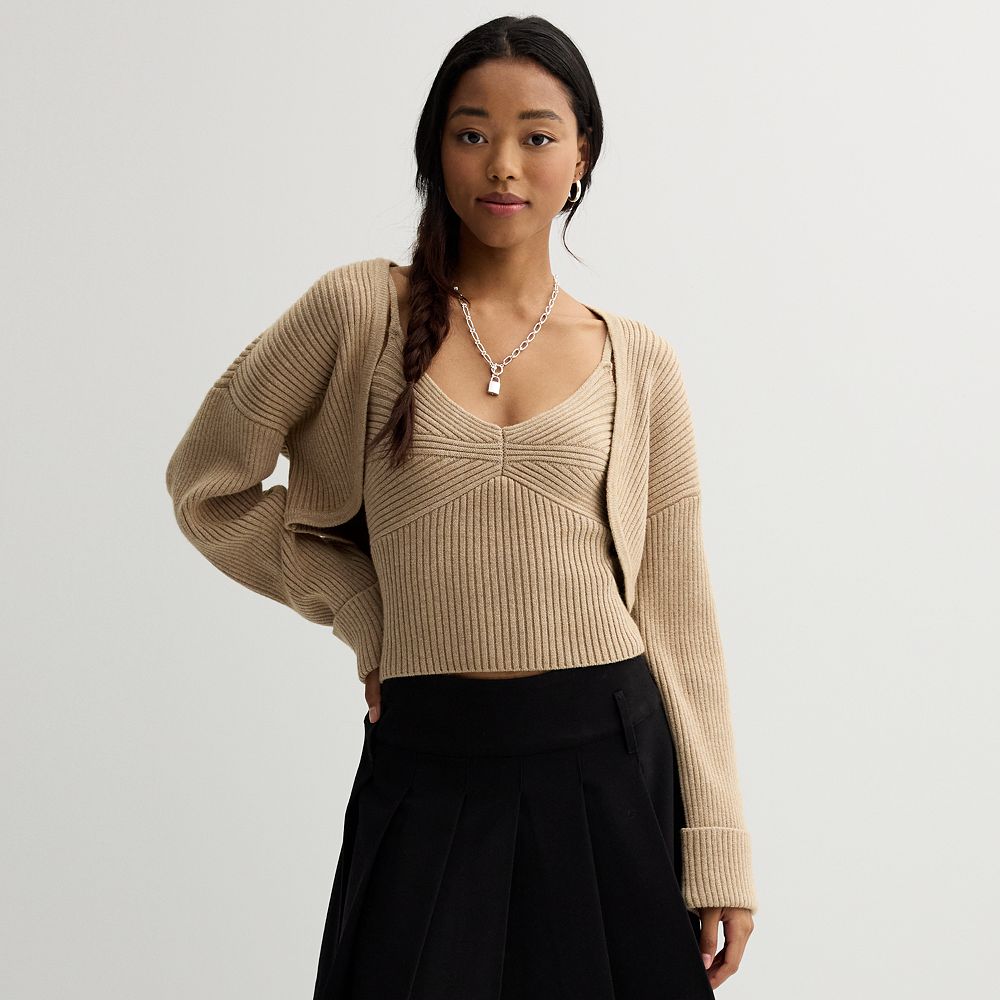 Juniors' SO® 2-Piece Shrug & Tank Top Sweater Set