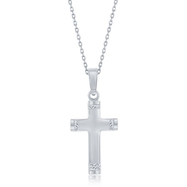 Argento Bella Sterling Silver Textured Cross Pendant Necklace