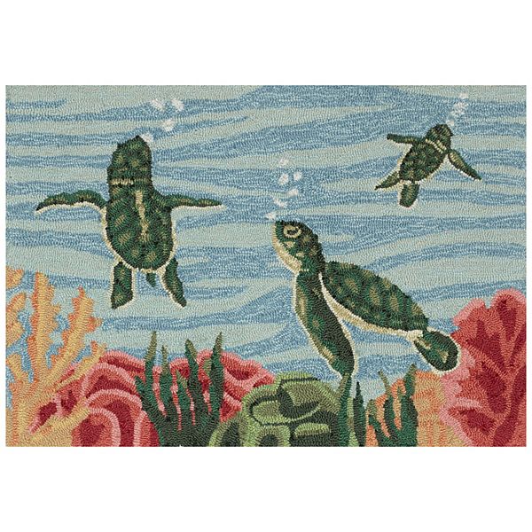 Liora Manne Swimming Baby Turtles Indoor / Outdoor Area Rug