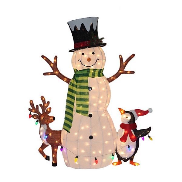 Northlight 3D Lighted Snowman Penguin & Deer Outdoor Christmas Decoration