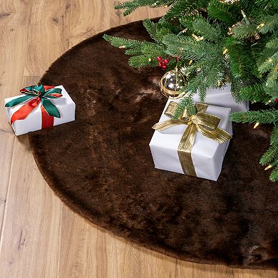 Northlight 48 in. Dark Brown Faux Fur Christmas Tree Skirt