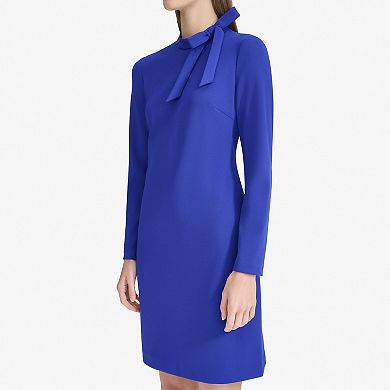 Women's Andrew Marc Long Sleeve Tie Neck Shift Dress