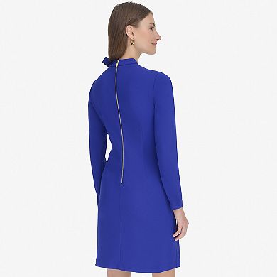 Women's Andrew Marc Long Sleeve Tie Neck Shift Dress
