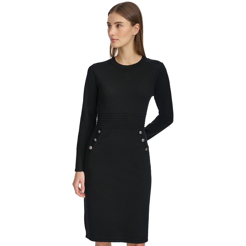 Women's Andrew Marc Long Sleeve Button Pocket Dress