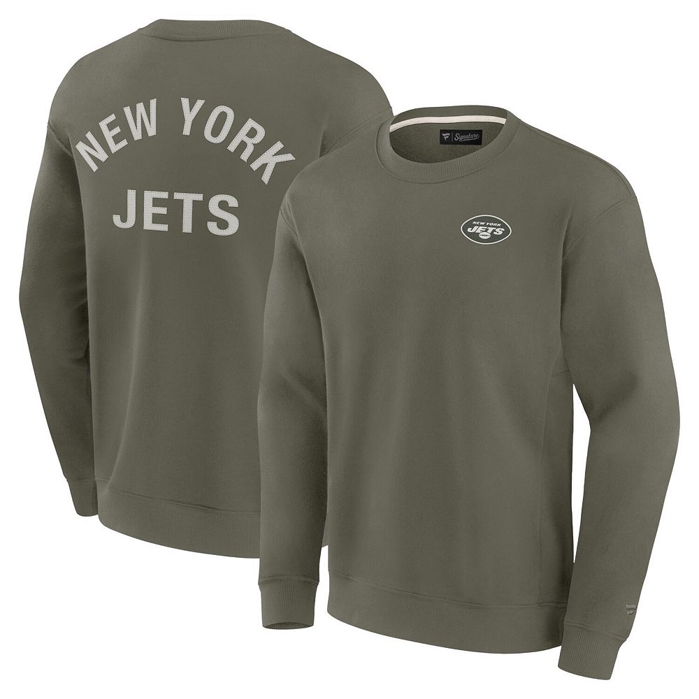 Unisex Fanatics Signature Olive New York Jets Super Soft Pullover Crew ...