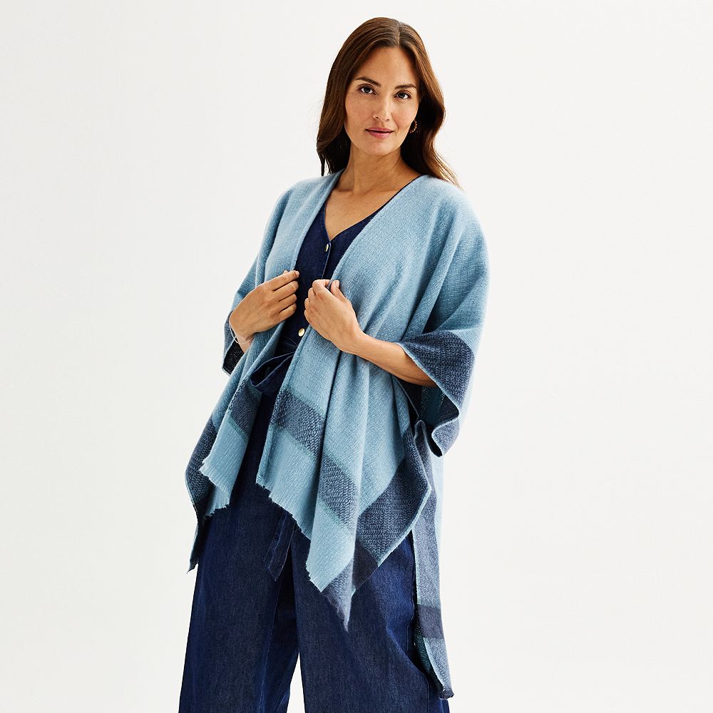 Women's Nine West Spacedye With Border Ruana