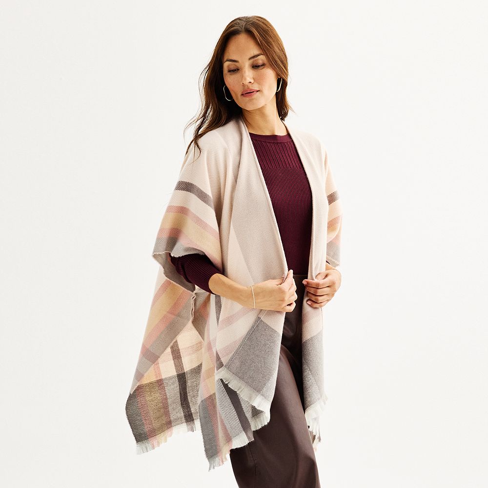 Women's Nine West Chevron Colorblock Feather Soft Ruana