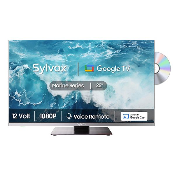 SYLVOX 22" 12V Smart TV with DVD Player, 1080P Google TV, AC/DC Powered ...