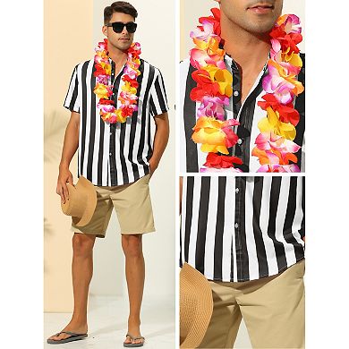 Striped Shirts For Men's Summer Regular Fit Short Sleeves Button Down ...