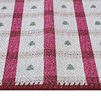 St. Nicholas Square® Holiday Botanical Stripe Washable Throw Rug