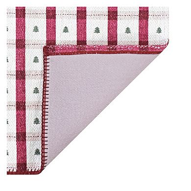 St. Nicholas Square® Holiday Botanical Stripe Washable Throw Rug