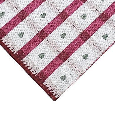 St. Nicholas Square® Holiday Botanical Stripe Washable Throw Rug