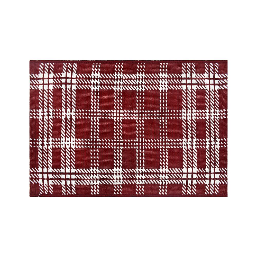 St. Nicholas Square® Red & White Plaid Reversible Layering Doormat